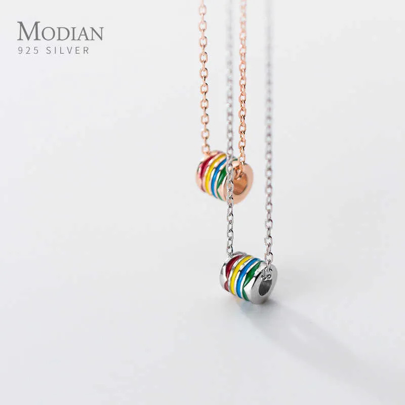 Modian Colorful Rainbow Multi Layer Round Pendant Necklace For Women ...