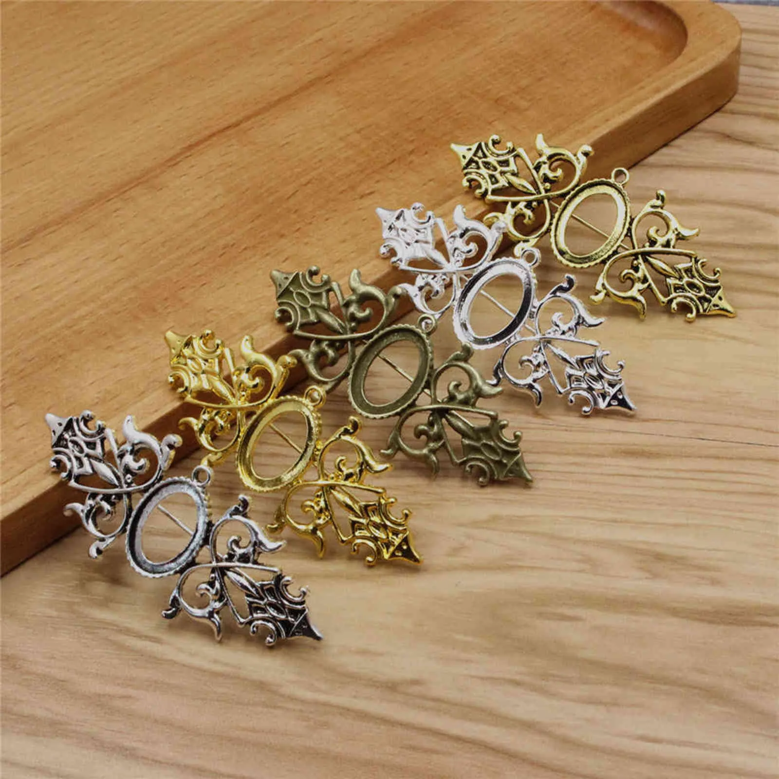 Vintage Oval brooch pin Blank Setting Bezel Tray Base Cabochons - Set ...