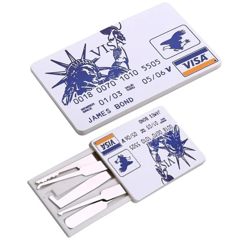 5-in-1 Lock Pick Set - Credit Card Locksmith Tools, Car Door Opener Kit ...