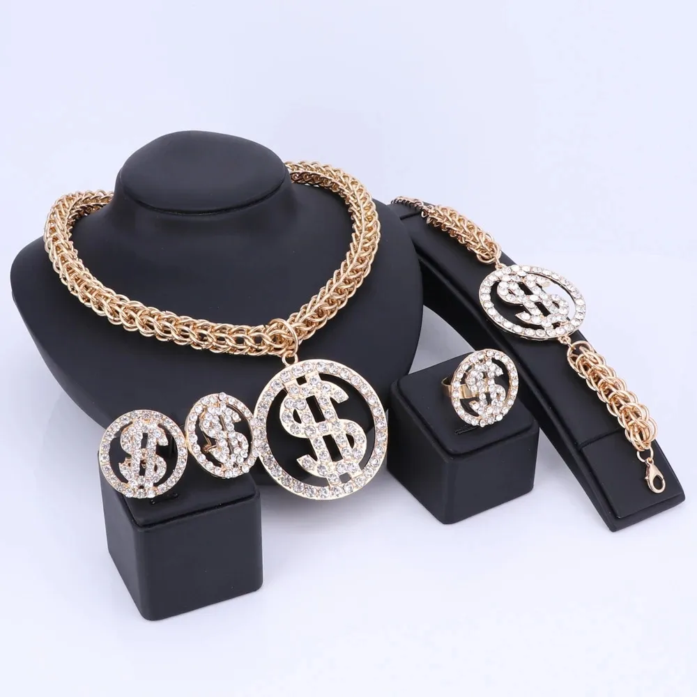 Bling Bling! Dollar Sign Jewelry Set - Iced Out Money Pendant Necklace ...