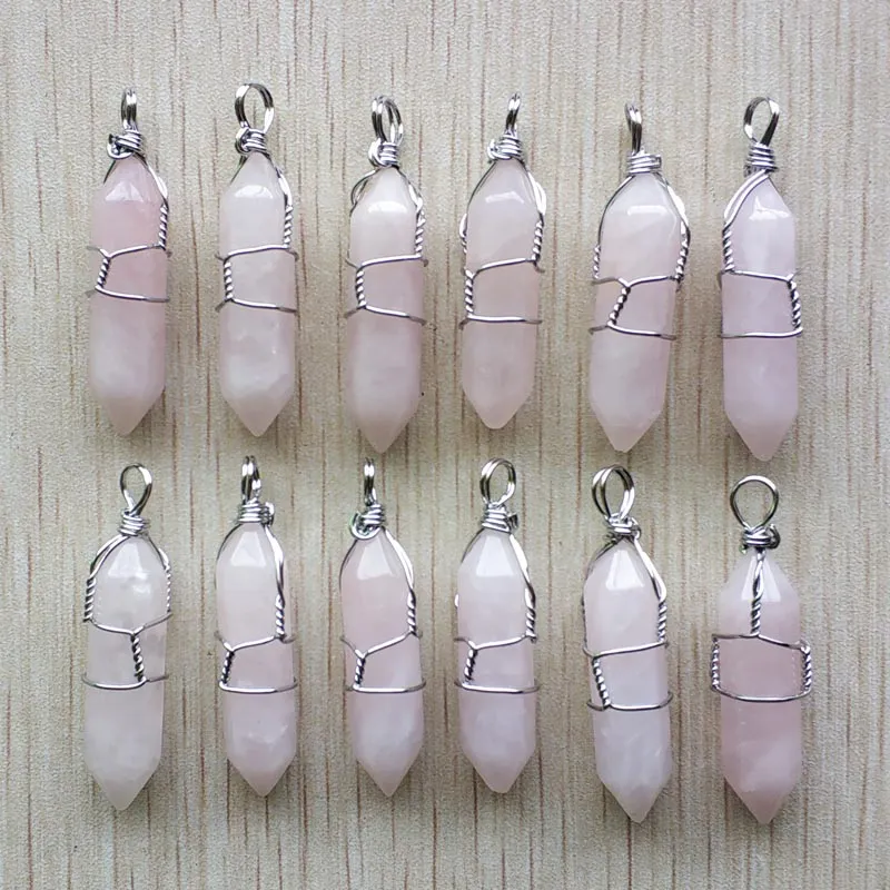 DHgate.com:Chakra Pendants, Rose Quartz Hexagon Pendulum, Silver Wire ...