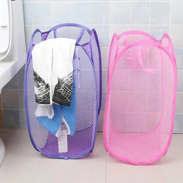 Foldable Mesh Laundry Bags, Portable Pop Up Laundry Hamper, Space ...