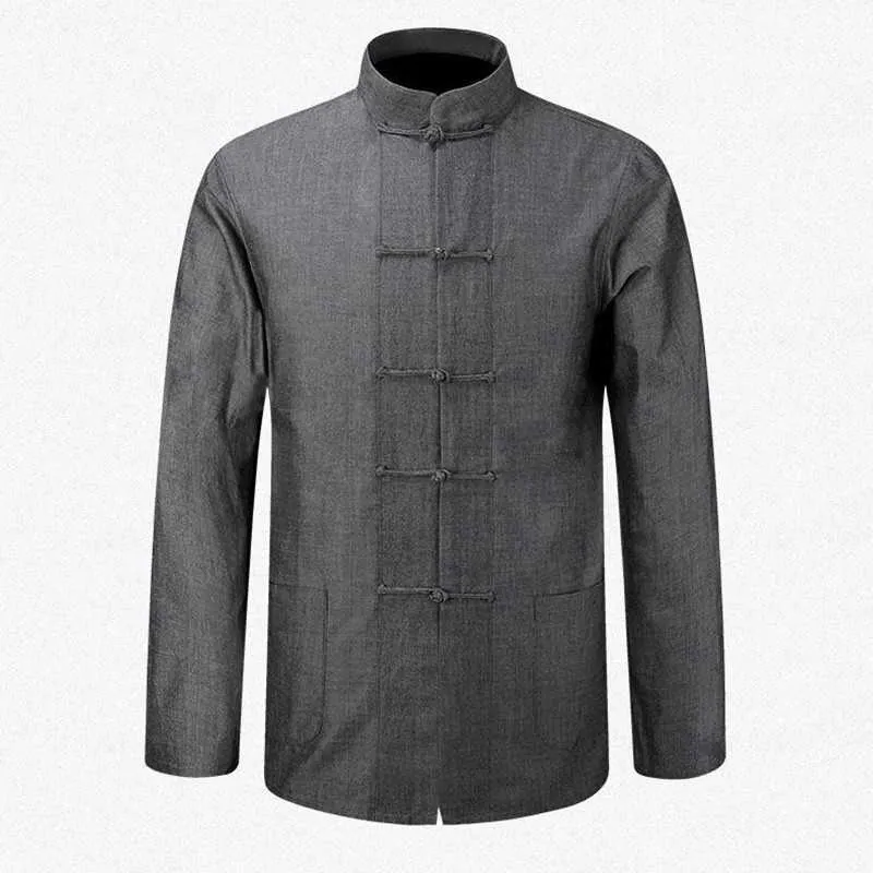 New Men's Cotton Long Sleeve Jacket: Traditional Chinese Coat, Kung Fu ...