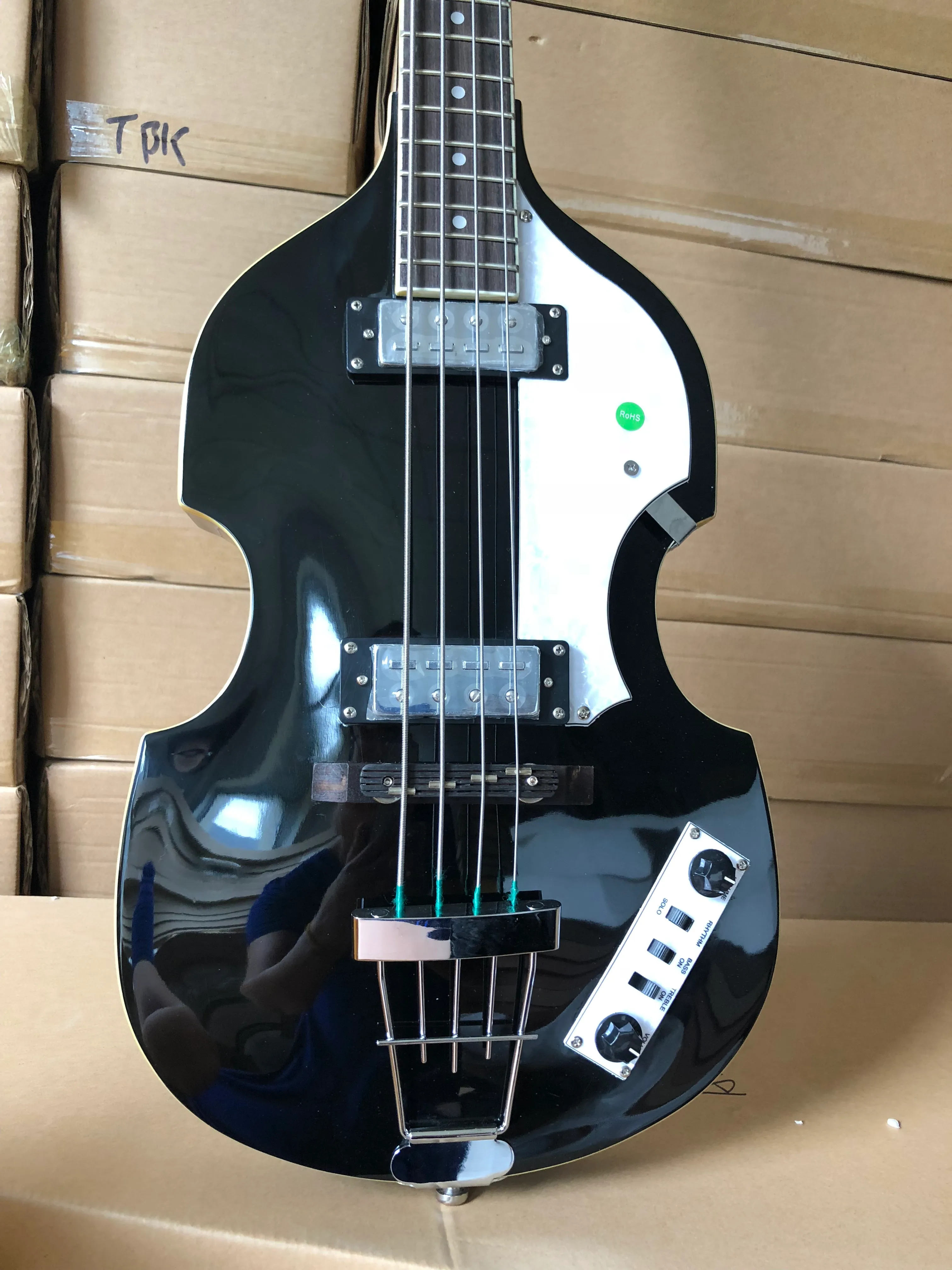 Top Quality Black Hofner BB2 Black Bass Guitar With HCT Bajo Design In ...