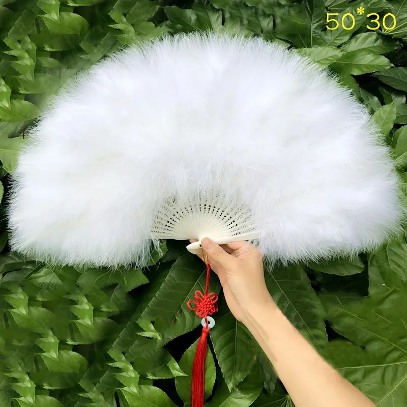 Decorative Feather Hand Fan Elegant Folding Fan For Catwalk, Dance ...