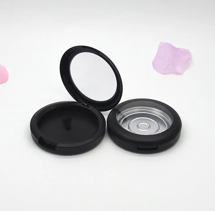 Round Makeup Eyeshadow Container - 59mm Matte Black Blusher Compact Box ...