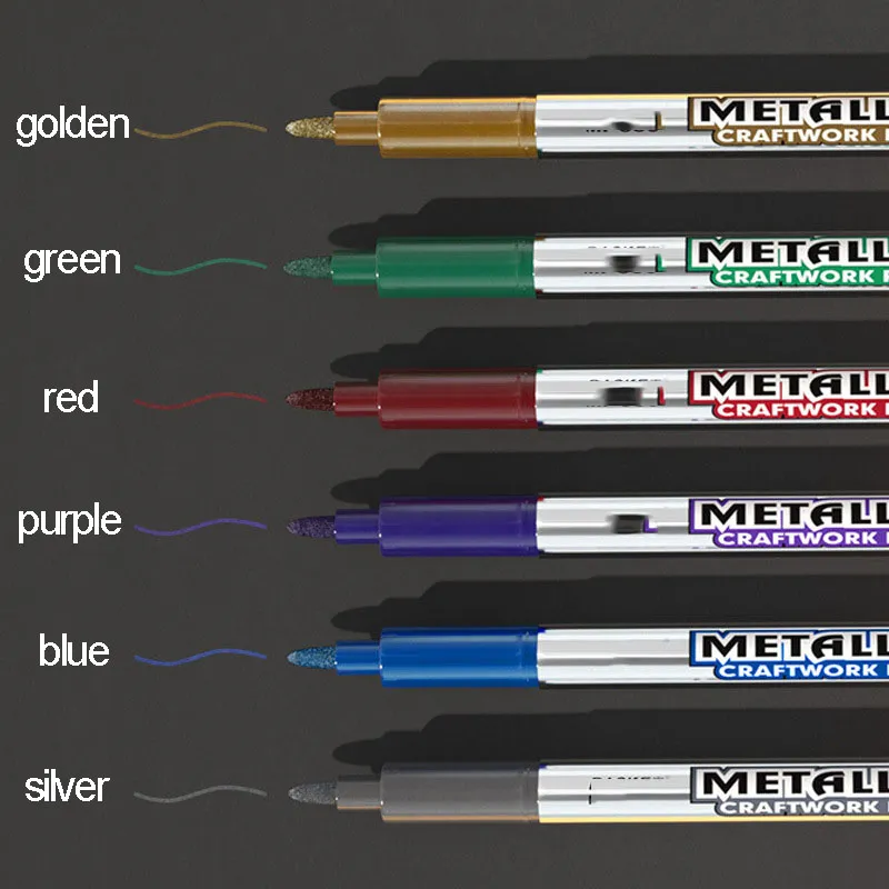 Metallic Paint Markers: Gold, Silver, Red, Green. Premium Crafts Marker ...