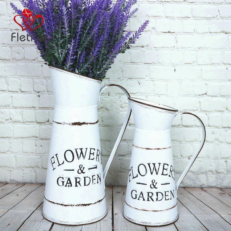 Rustic Vintage Farmhouse Metal House Pitcher Vase For Living Room ...