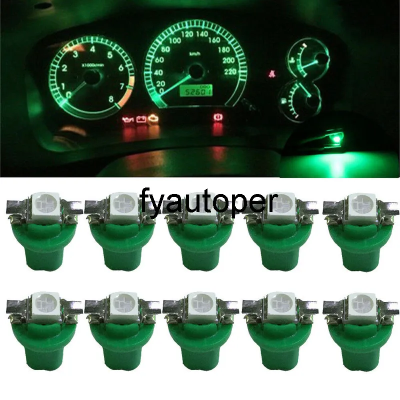 10x Green LED Car Dashboard Light Bulbs - Universal T5 B8.5D 5050 ...