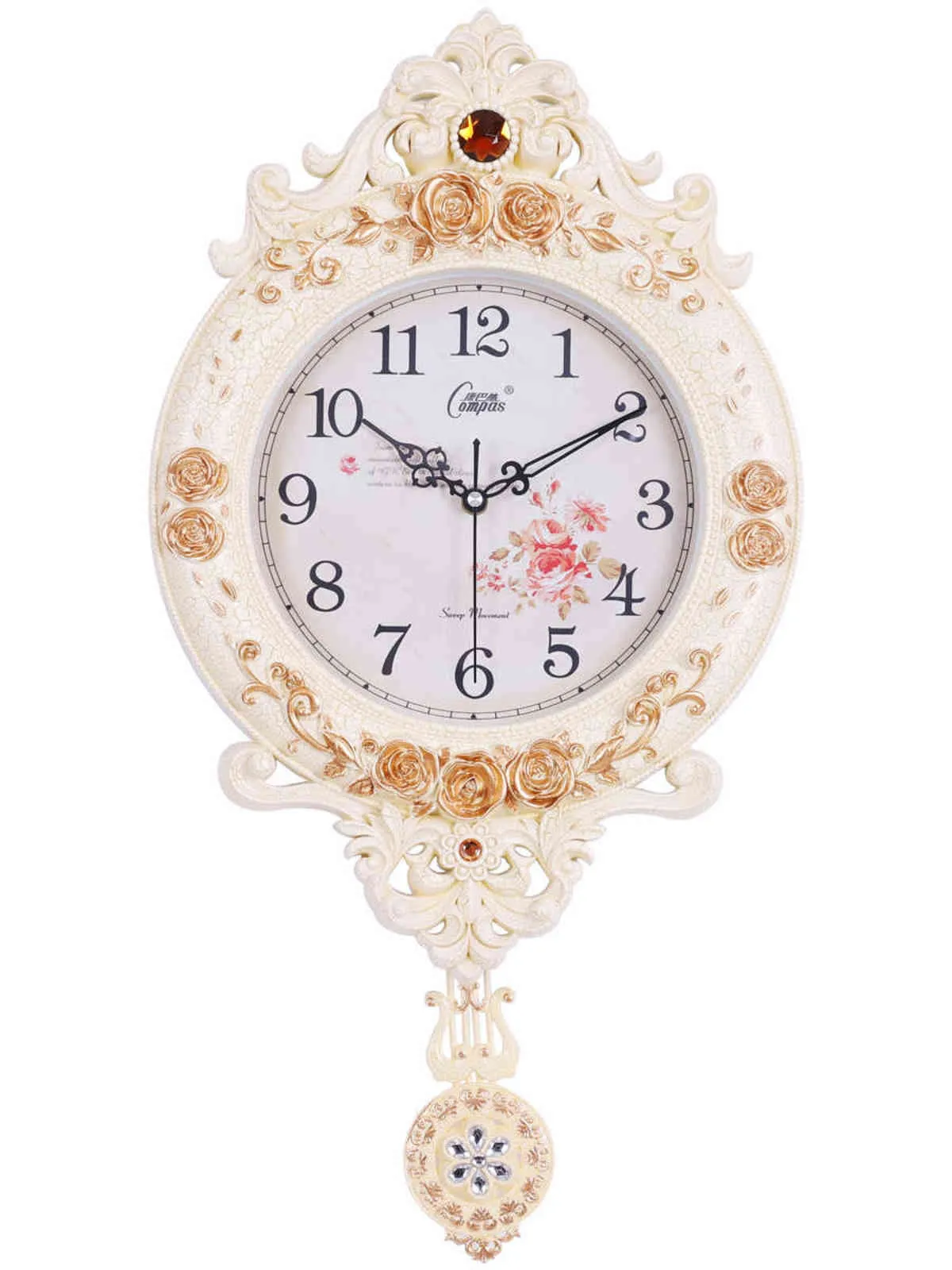 Vintage European Swing European Wall Clock Large Luxury Silent Shabby ...