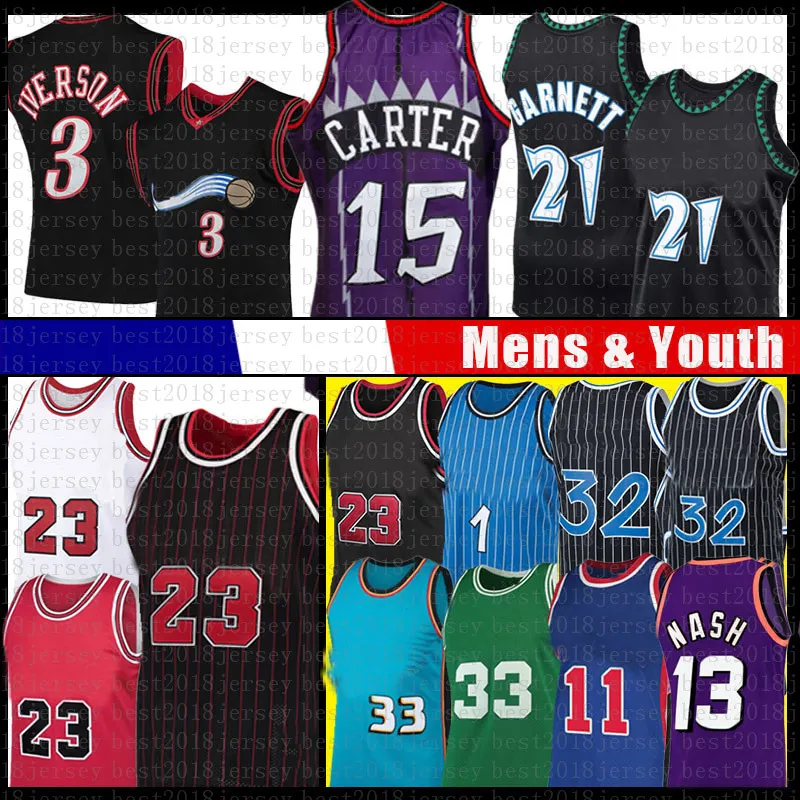 Discount Vince 23 Allen 15 Carter Iverson Retro Mesh Basketball Jersey ...