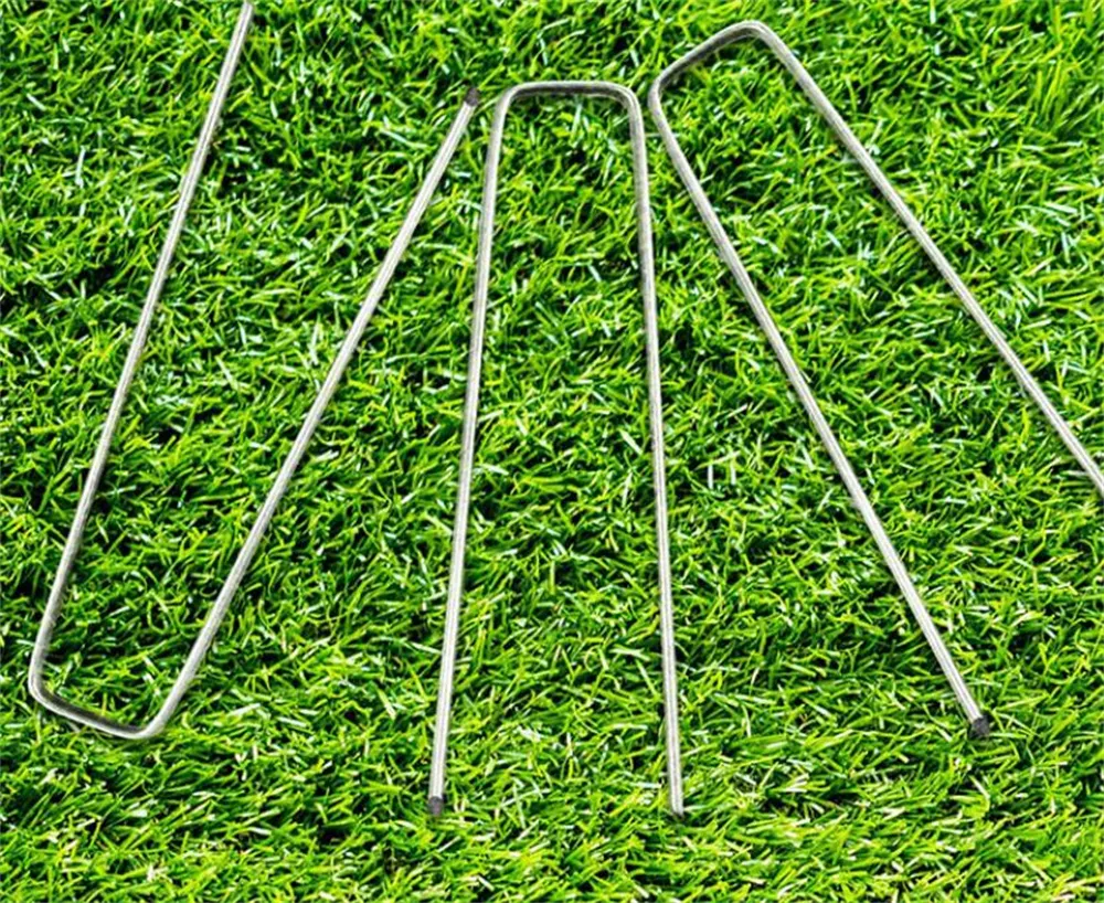 Heavy-Duty Galvanized Garden Stakes: U-Shaped Turf Staples for ...