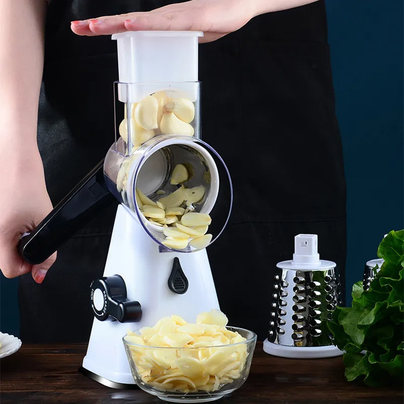 3 In 1 Multi-function Drum Cutter Rotary Vegetable Grater Slicer Food ...