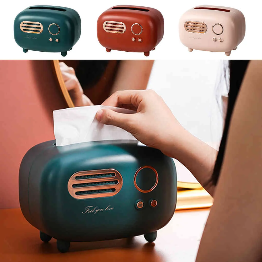 Paper Drawer Organizer Radio Design Tissue Box: Retro Desktop Paper ...