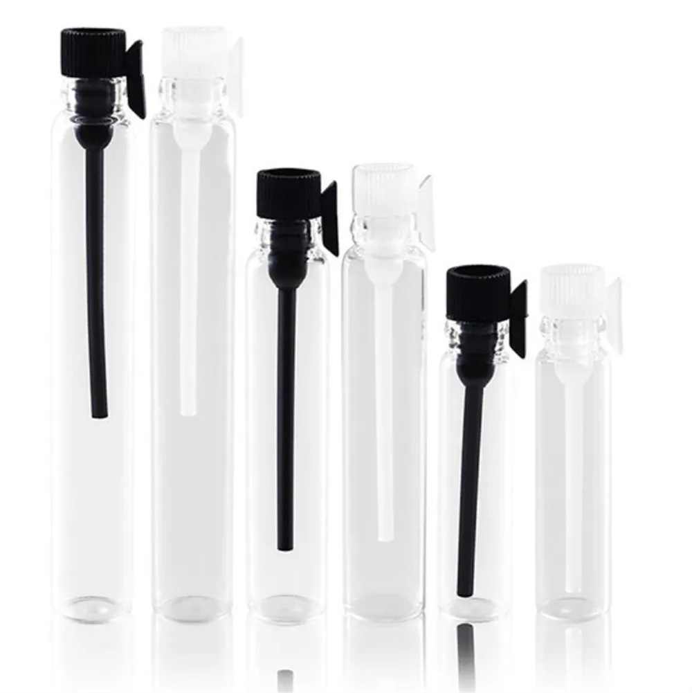 Glass Perfume Sample Vials with Black Lid for Essential Oils, 1ml/2ml ...