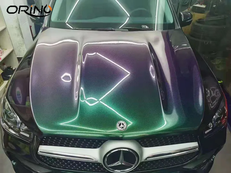 Premium Gloss Chameleon Pearl Glitter Green Purple Vinyl Car Wrap Foil ...