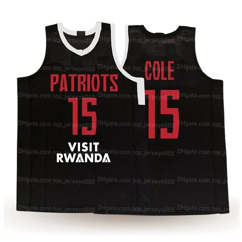 Custom J. Cole #15 Visit Rwanda Basketball Jersey Stitched White Black ...