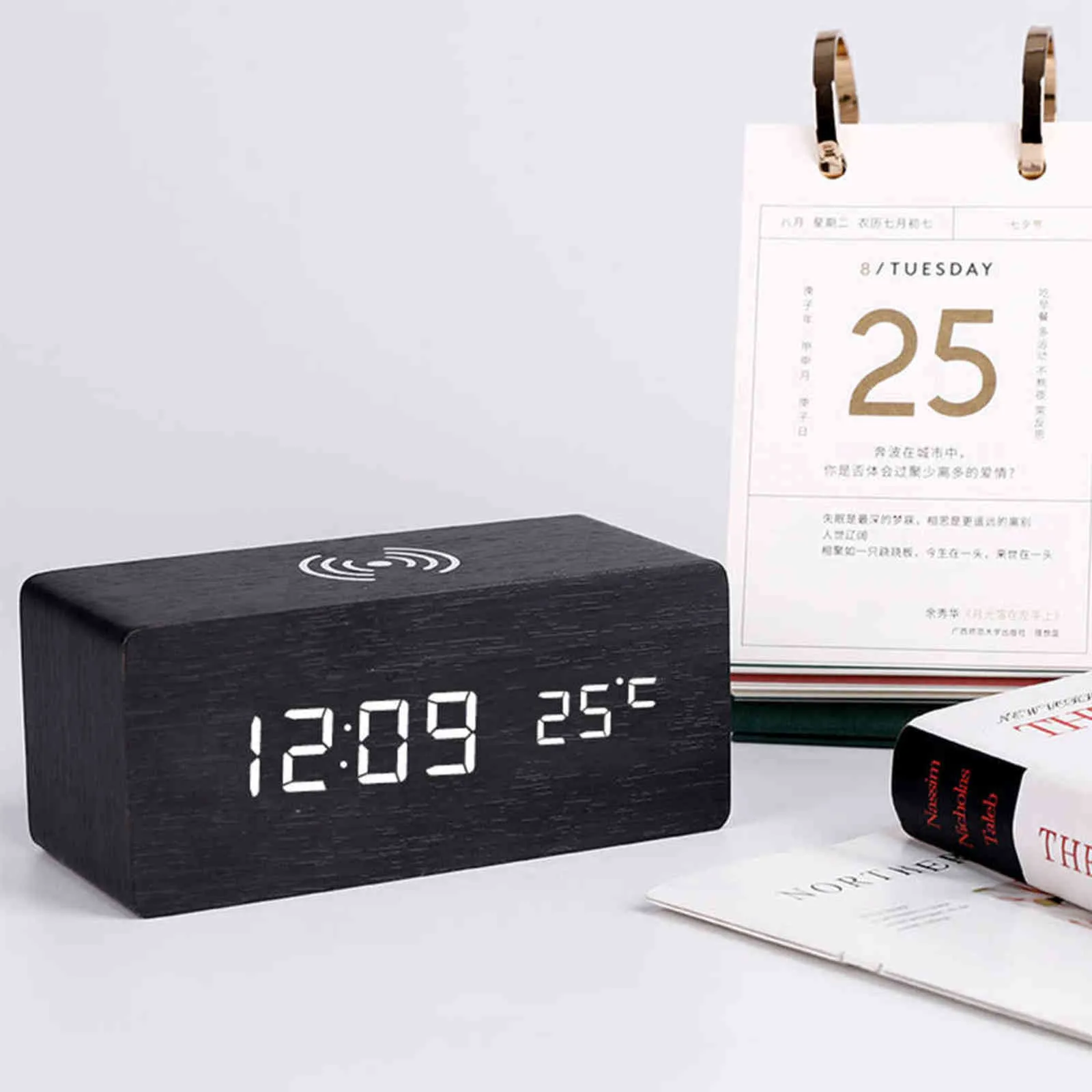Wireless Wooden Alarm Clock With Programmable Led Message Board ...
