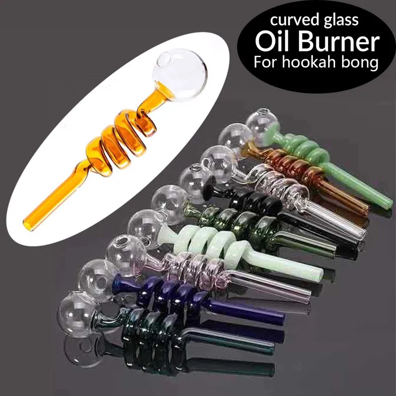 14cm Glass Oil Burner Pipe Spiral Colorful Pyrex Glass Tube Smoking ...
