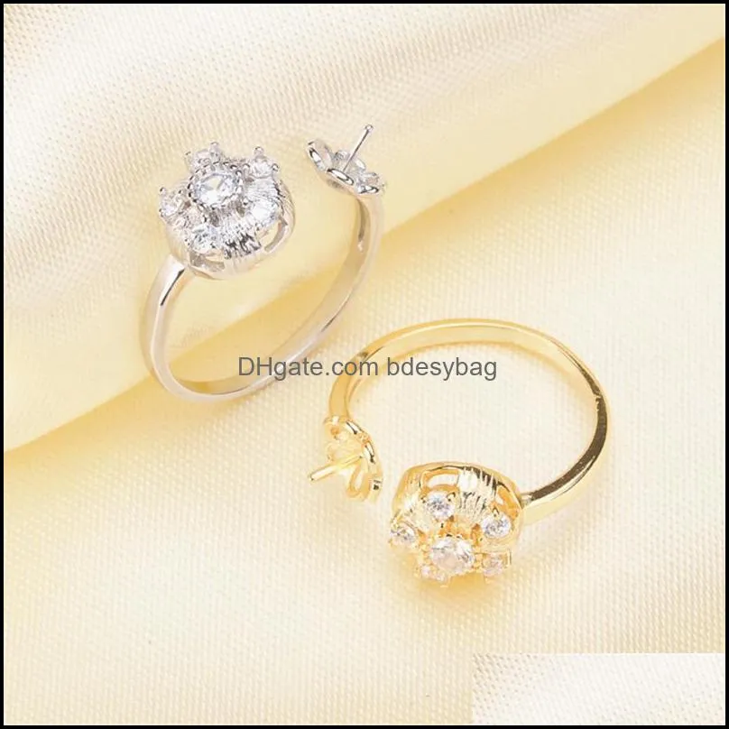DHgate.com:Adjustable Size 925 Silver Pearl Ring Settings Fashionable ...