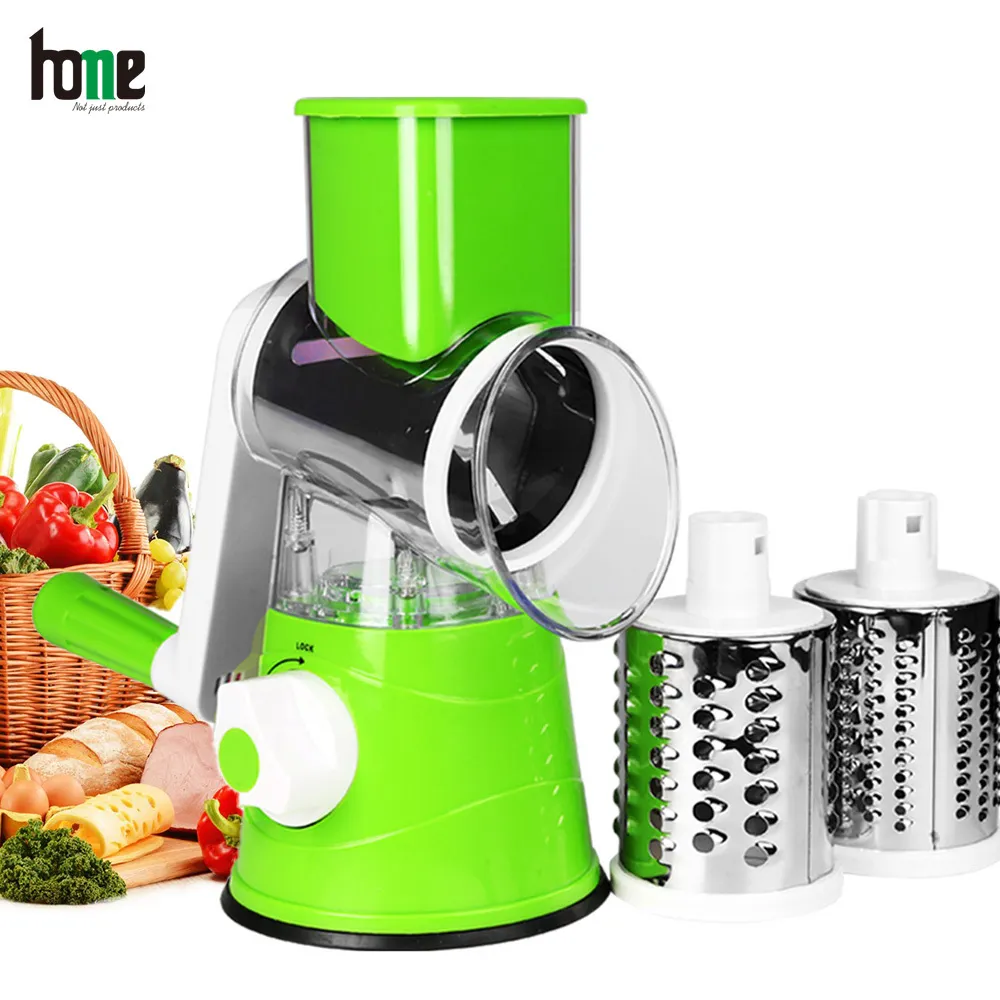 Food And Vegetable Cutter 3 In 1 Rotary Drum Grater Manual Multi Slicer ...