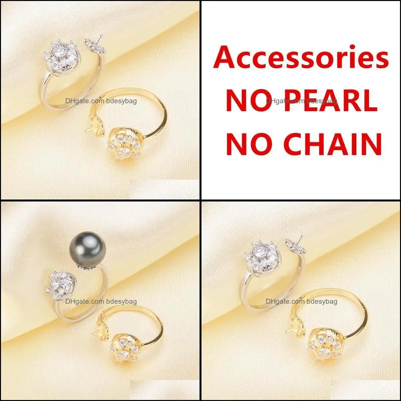 DHgate.com:Adjustable Size 925 Silver Pearl Ring Settings Fashionable ...