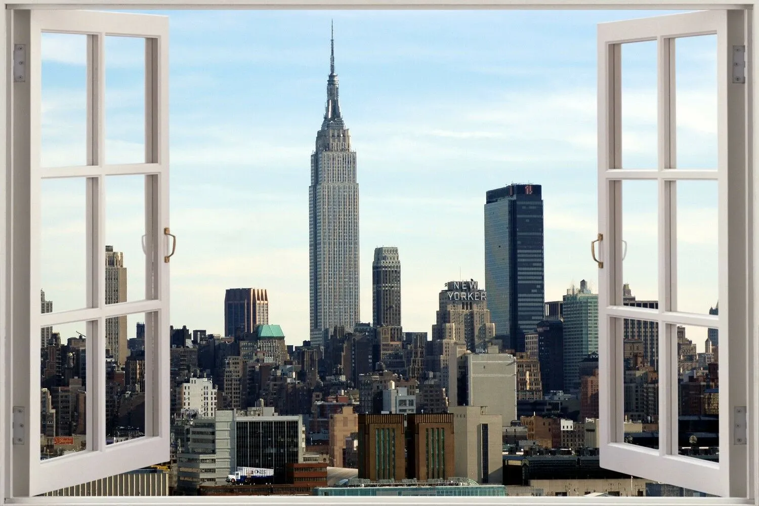 NYC Window View Art Print: Premium Silk Poster, New York Wallpaper ...