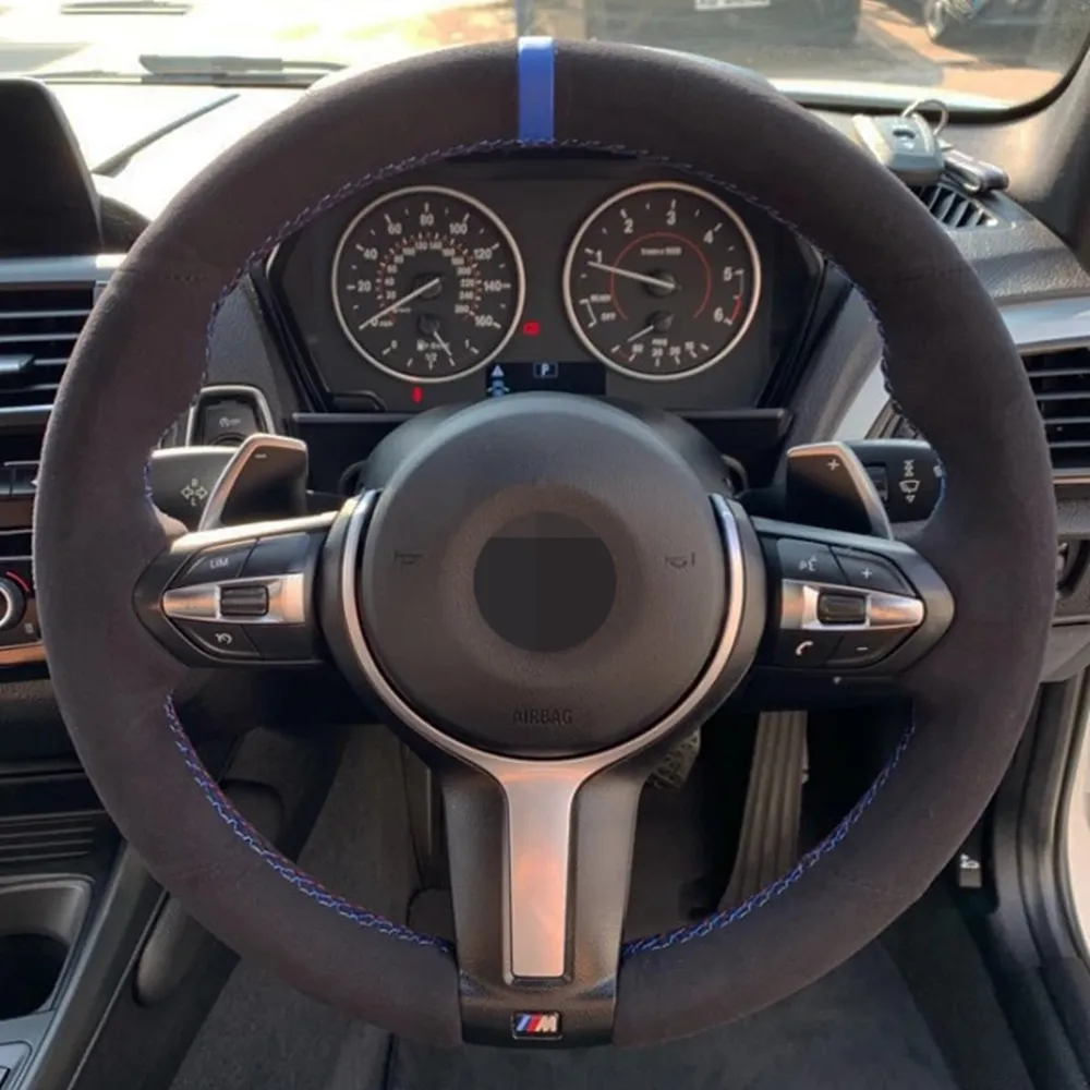 Premium Black Suede Steering Wheel Cover - BMW F30 M Sport, F80 M3, F82 ...