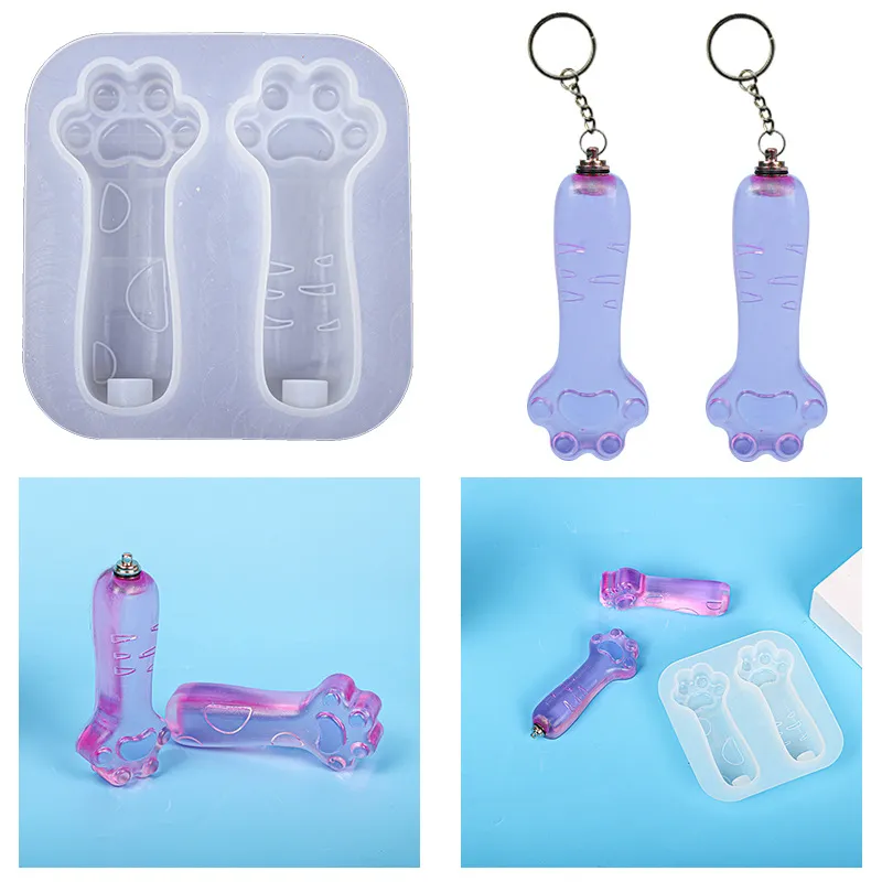 DIY Cat Paw Keychain Mold with LED Light Cavity - Handmade Jewelry ...