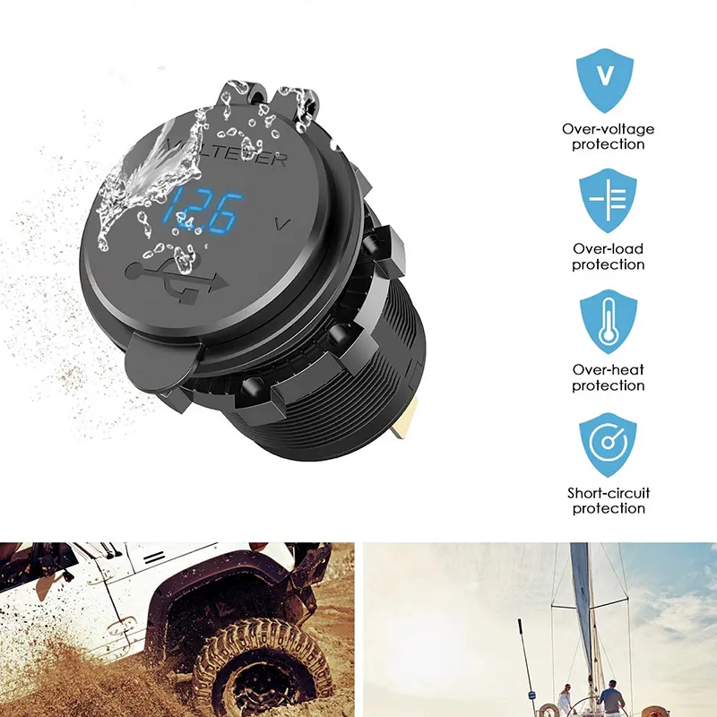 DHgate.com:Waterproof QC3.0 Dual USB Charger Socket w/ Voltmeter for ...