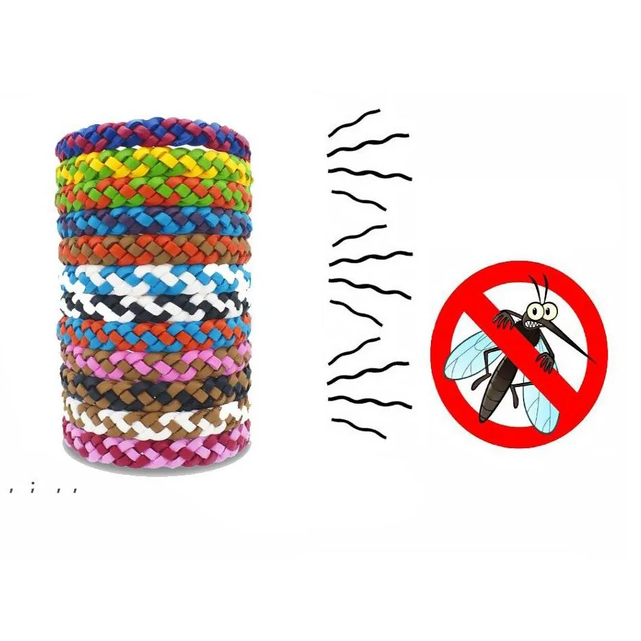 Mosquito Repellent Bracelet - Stretchable Leather Woven Wristband for ...