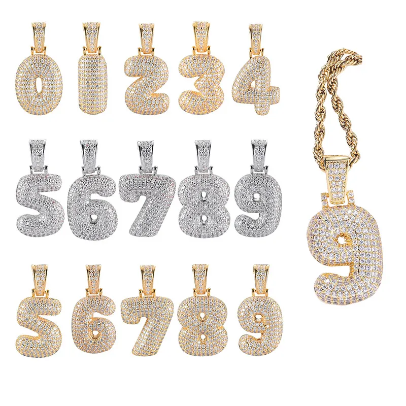 18K Gold Arabic Numerals Gold Number Pendant Set With Diamond Zircon ...