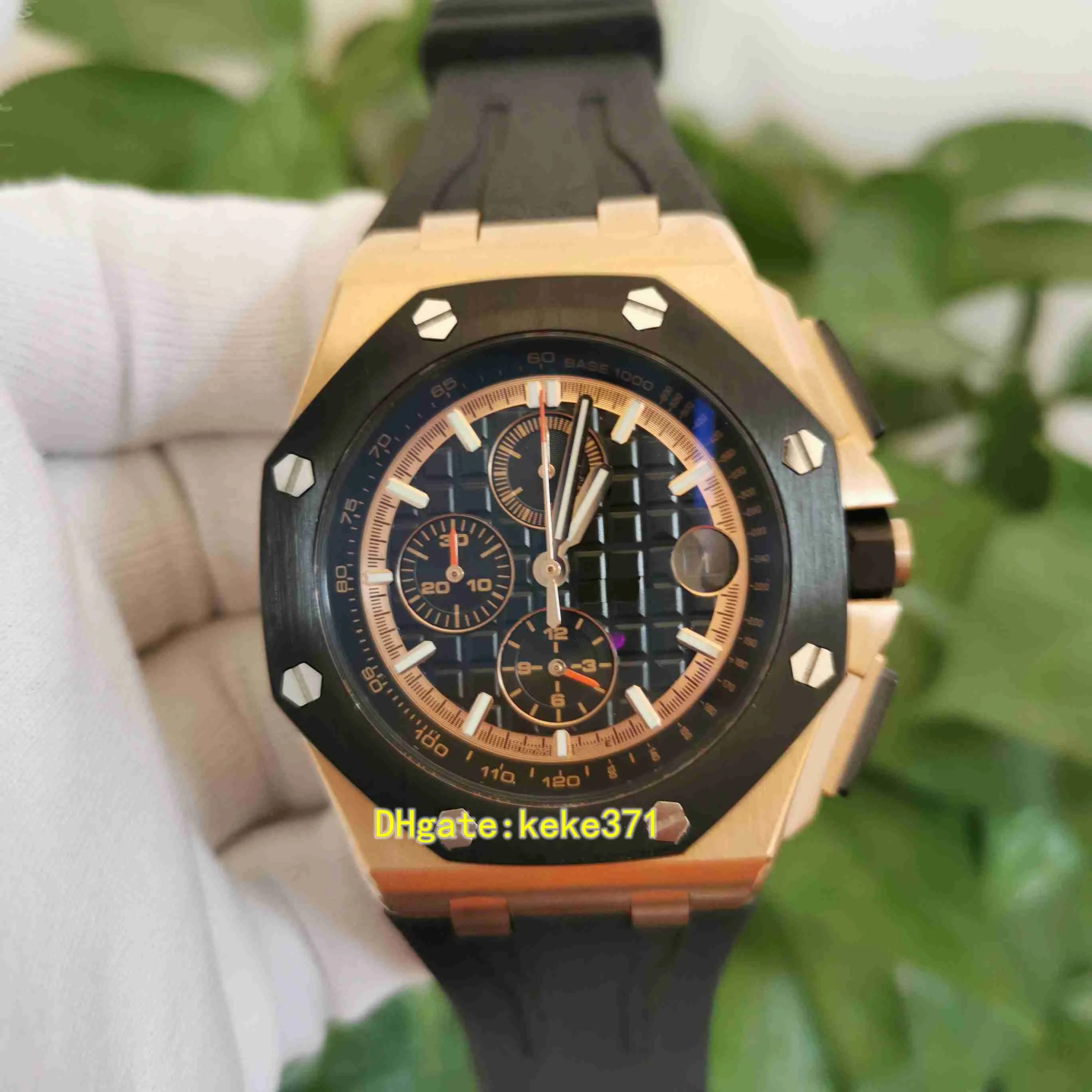 Men's 44mm Stainless Steel Quartz Chronograph Wristwatch with Rubber ...