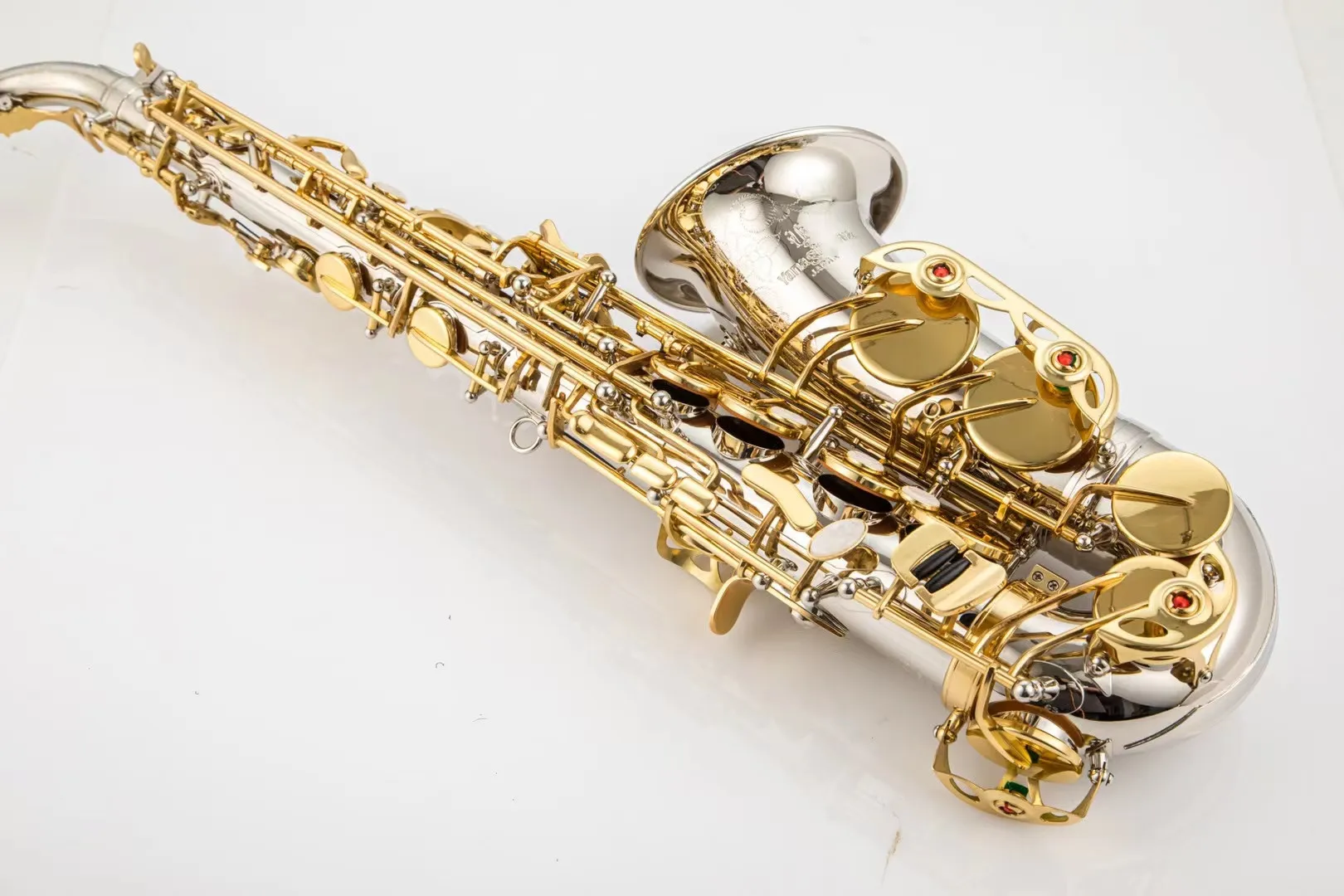 Margewate WO37 Alto Saxophone Eb Tune, Nickel Plated Gold Key E Flat ...