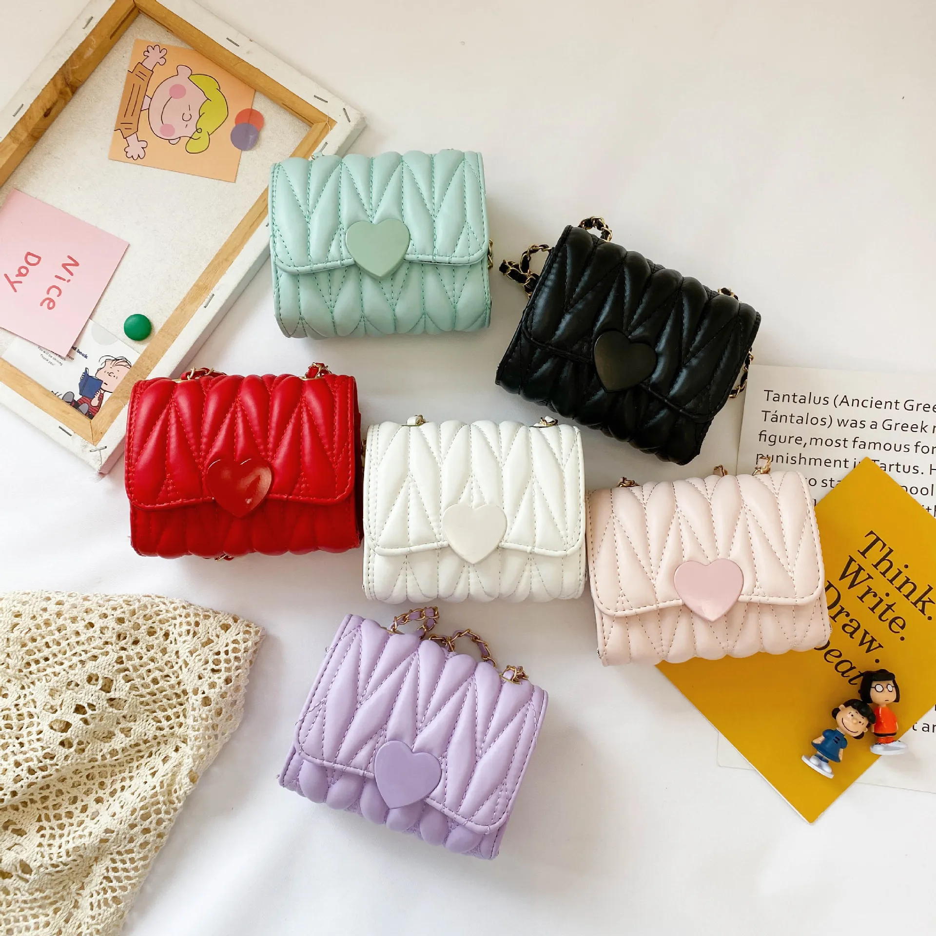 Kids Fashion PU Leather Purse Candy Color Shoulder Bag With Chain Strap ...