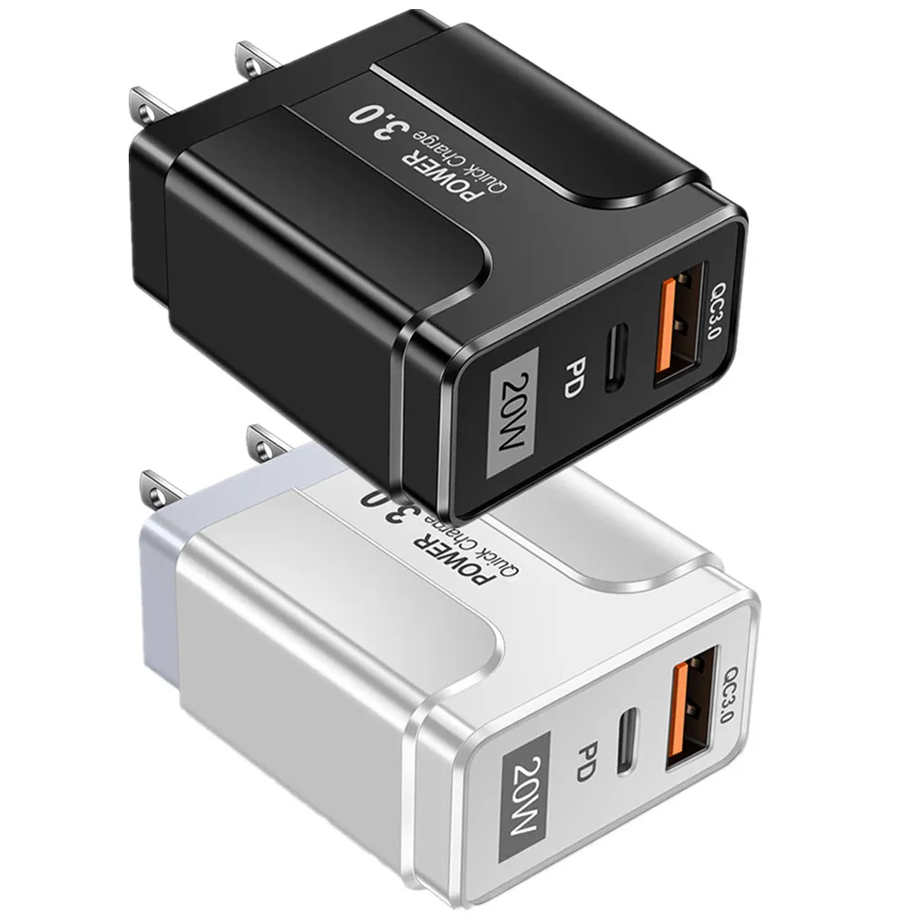 USB Type C Quick Charger 20W - 2 Port PD QC3.0 Wall Charger for iPhone ...