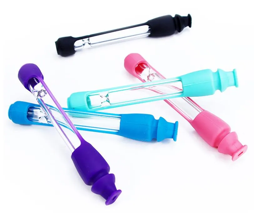 Glass Cigarette Bat One Hitter Pipe Clear Water Bong Oil Burner Pipes ...