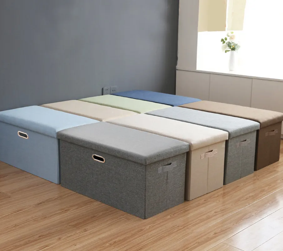 58X40X35CM folding fabric clothing storage box with single lattice ...
