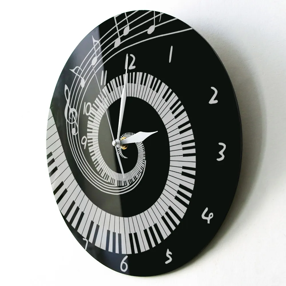 Piano Keys Wall Clock: Modern Black & White Round Music Keyboard Clock ...