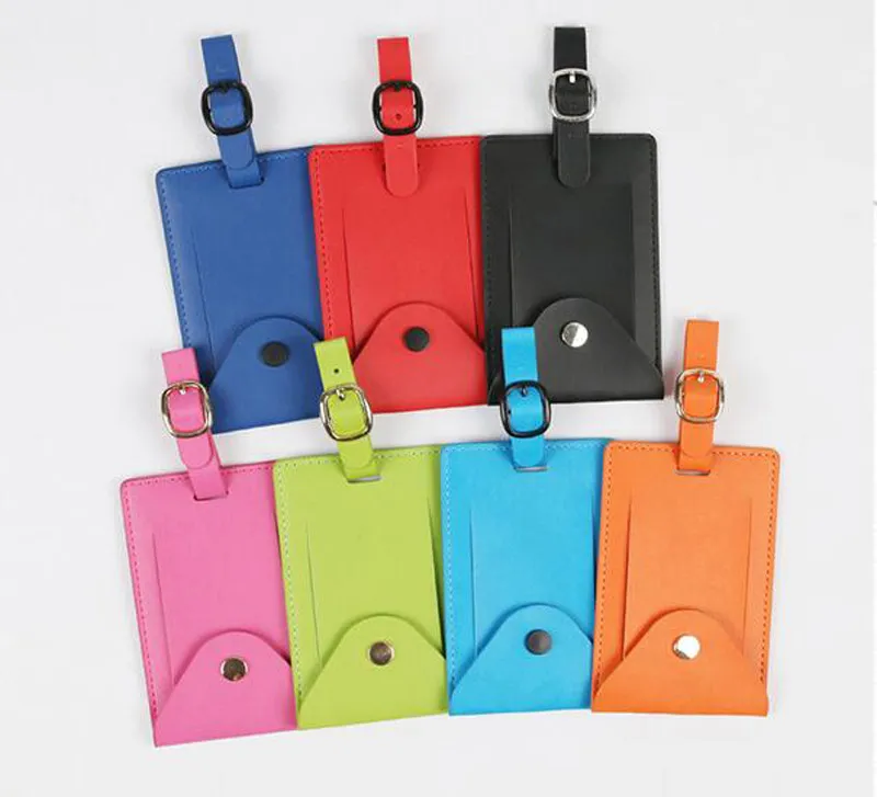 Travel Luggage Tags Set - PU Leather Suitcase ID Tags, Bright Colors ...