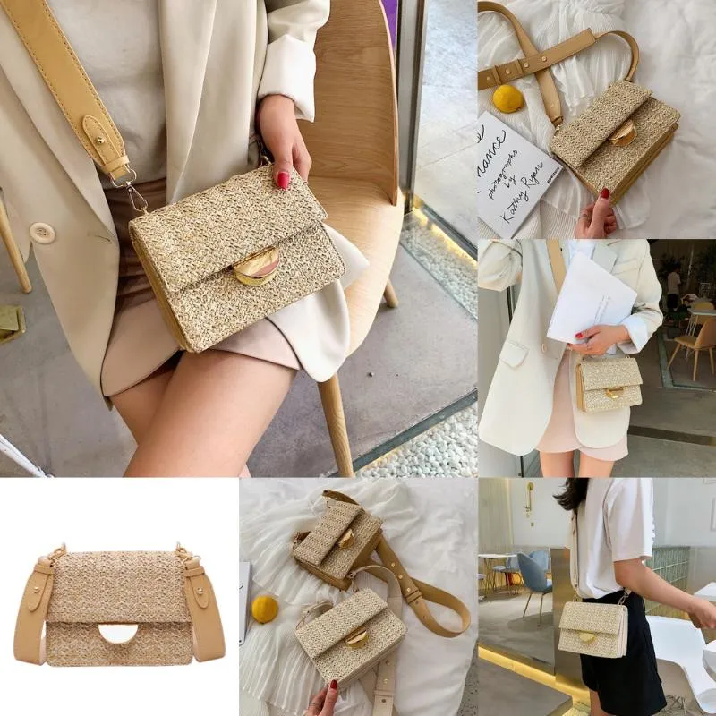 Mini Straw Crossbody Beige Bags For Women 2021 Summer Ladies Leather ...