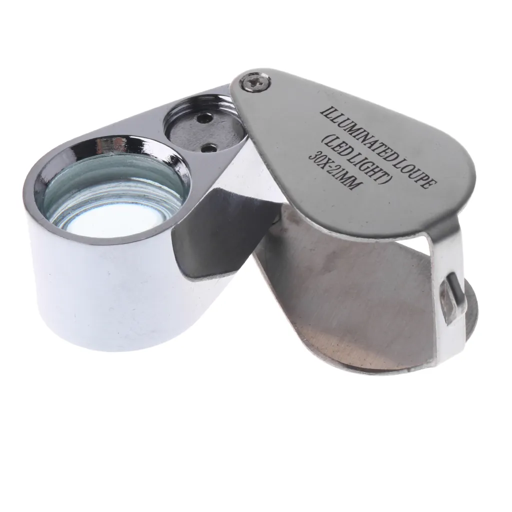 30X 21mm Illuminated Jewelry Loupe Microscope Magnifier with LED UV ...