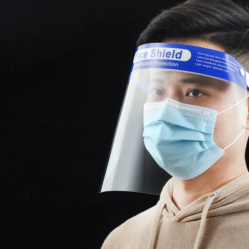 Protective Face Shield Mask Reusable Clear PE Safety Goggle Face Shield ...
