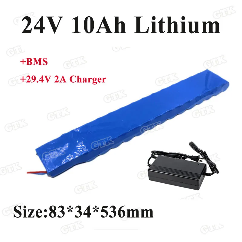 24v 10Ah Lithium Ion Battery Pack with Built-in BMS and 29.4V Charger ...