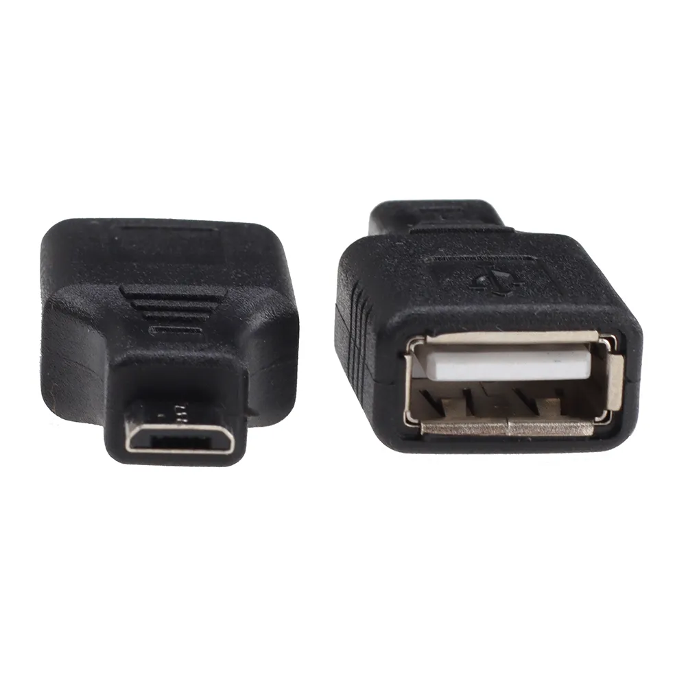 Black USB 2.0 A Female to Micro USB B 5-Pin Male OTG Host Adapter for ...