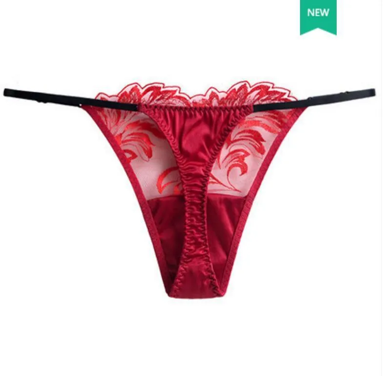 G String Women Natural Silk Underwear Panties Hipster Red Thongs Brand