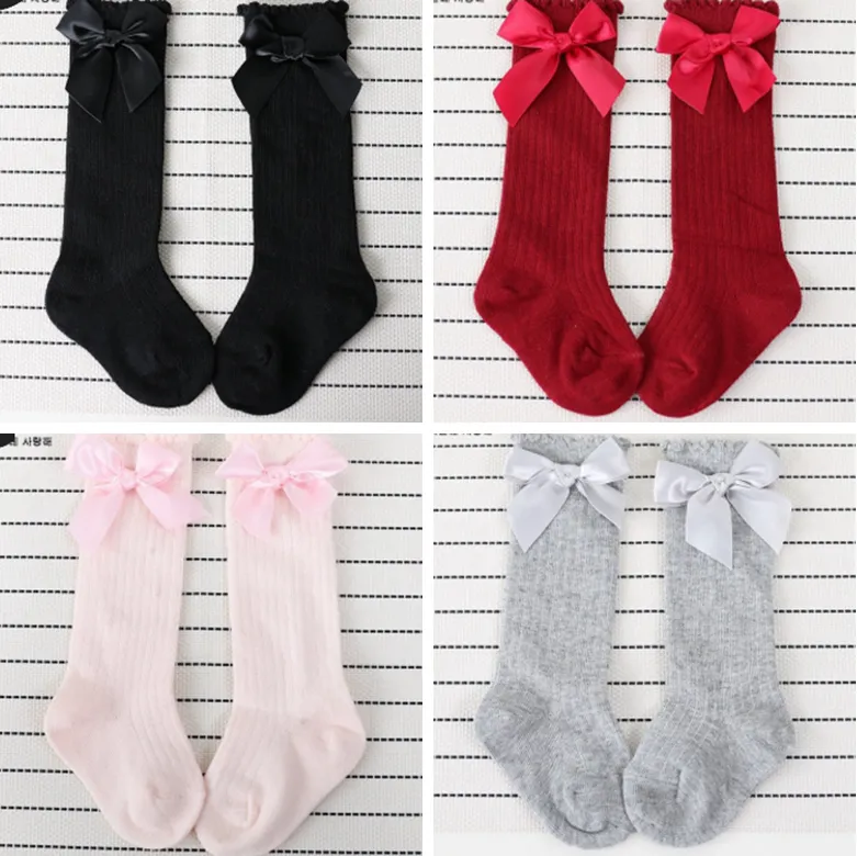 Kids Socks Bow Toddler Girls Socks Ruffle Cotton Baby Sock Knee High ...