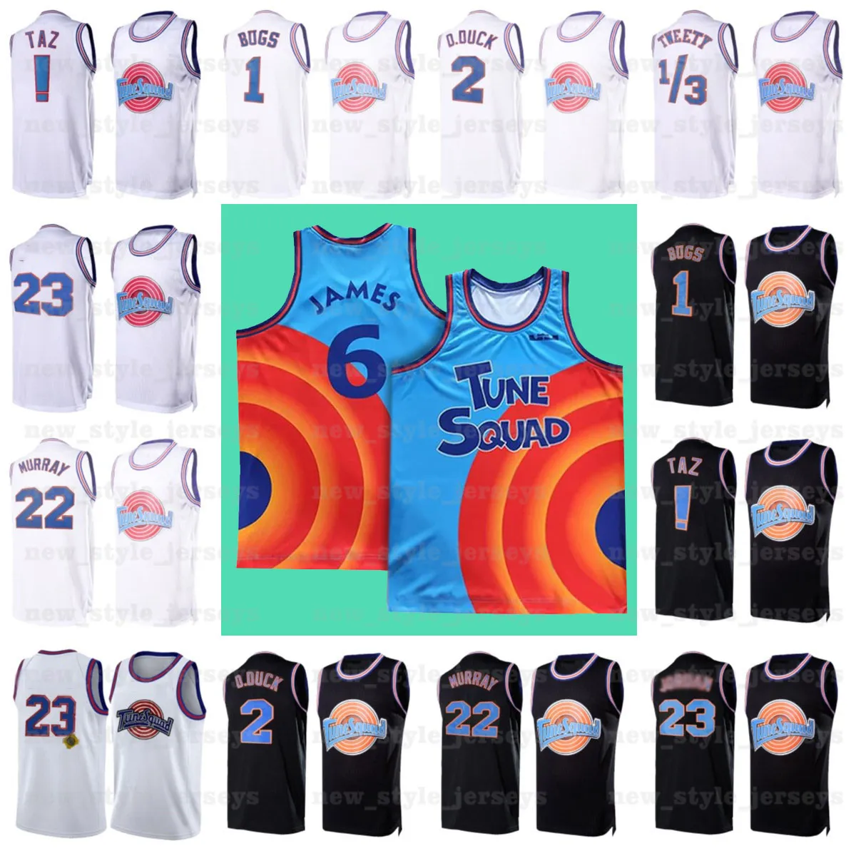Mens Space Jam 2 Basketball Jersey Bugs Bunny, Daffy Duck, Taz, Tweety ...