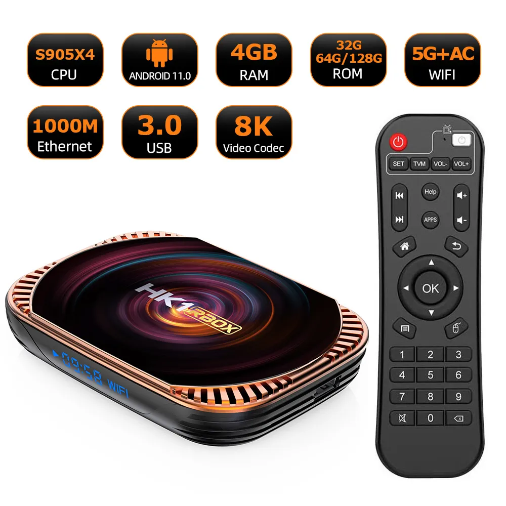 Android 11 Smart TV Box - 8K Ultra HD, HK1 RBOX X4, 4GB/32GB, S905X4 ...