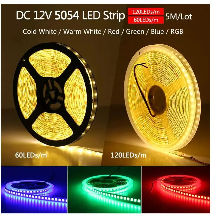 5m 600 LEDs 5054 LED Strip Light - Waterproof, DC12V, Flexible, High ...
